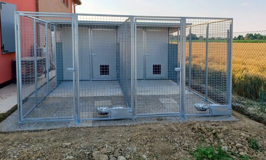2 box professionali zincati per cani 5x2 m cadauno, con giraciotole e ...